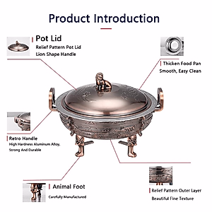 YIEOTM Chafing Dish Buffet Set, Round Chafer Buffet Servers and Warmers with Food Pans, Fuel Holder, Pot Lid and Bottom Stand for Home and Restaurant