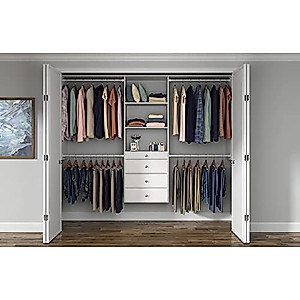 Easy Track OK7272 Deluxe Tower Closet Storage Wall Mounted Wardrobe Organizer Kit System with Shelves and Drawers for Bedroom with Hardware, White