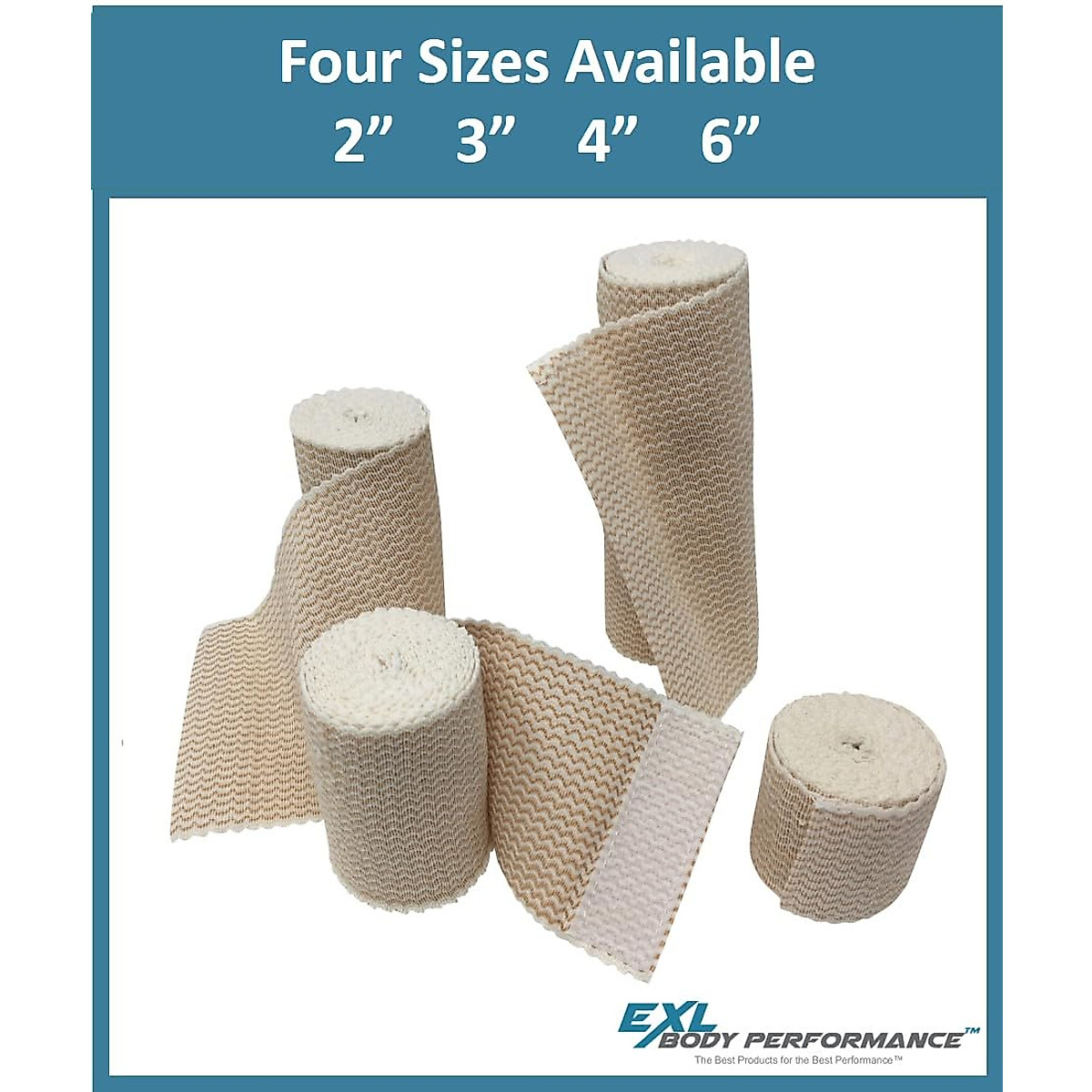 ExL Body Performance Elastic Bandage with Self-Closure (6 Inch Wide) (Cotton - 15 Feet Long) - Pack of 2