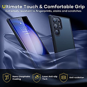 Humixx for Samsung Galaxy S23 Ultra Case, [10FT Mil-Grade Shockproof Protection] 2X Soft Screen Protector + 2X Lens Protector, Anti-Fingerprints Matt Finish Snugly fit Case for S23 Ultra 6.8", Black