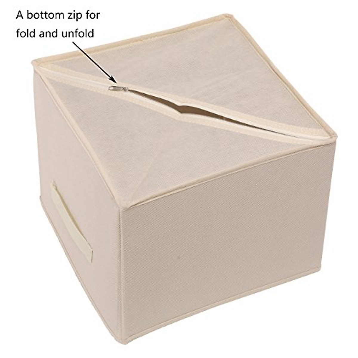 Amelitory Storage Bins Foldable Cube Organizer Fabric Drawer Set of 2 Beige