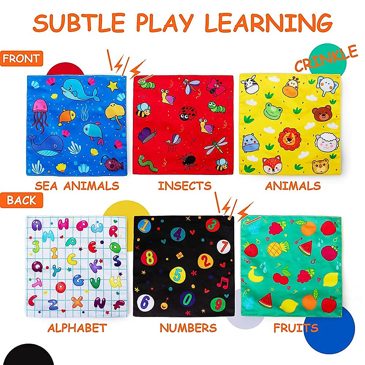 teytoy My First Baby Tissue Box, Soft Stuffed High Contrast Crinkle Montessori Square Sensory Toys Juggling Rainbow Dance Scarves for Toddler, Infants, Newborns and Kids Educational Preschool Learning