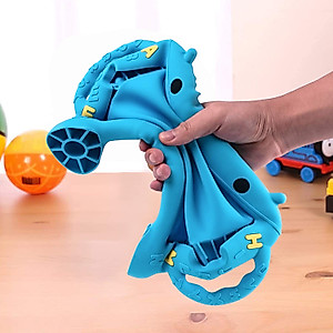 CHINFAI Kids Case for iPad, Cute Cartoon Case for iPad 2017 2018 9.7 inch, Case for iPad Pro/iPad Air 1 2, Shockproof Silicone Protective Cover with Self Stand [BPA Free][Side Handles] (Blue)