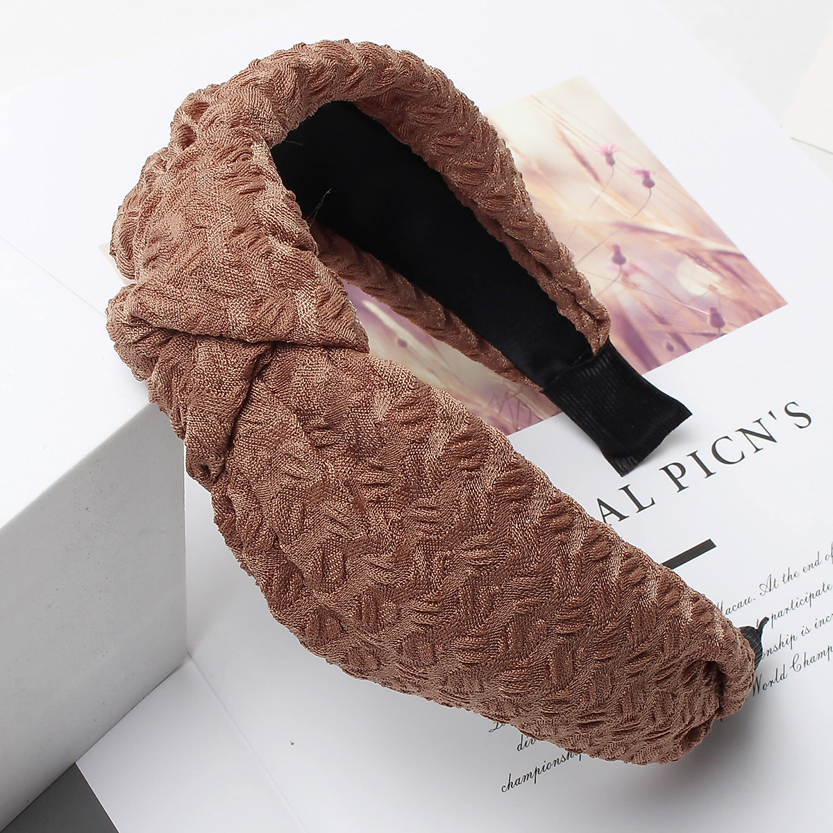 Cuizhiyu 3PK Black Knot Headbands for Women Wide Hair Bands lace Brown Non Slip Fashion Hair Hoop Solid Hairband for Girls Hair Accessories