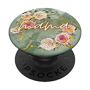 Mama In Rose Pink & Flowers Cute Gifts For Mom & Grandma PopSockets Swappable PopGrip