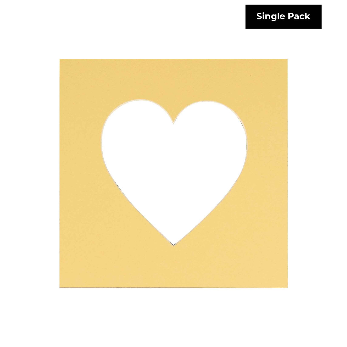 6x6 Mat Bevel Cut for 3x3 Photos - Precut Marzipan Beige Heart Shaped Photo Mat Board Opening - Acid Free Matte to Protect Your Pictures - Bevel Cut for Family Photos, Pack of 1 Matboard Show Kit With
