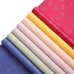 MLSG 20 Sheet Solid Color Heart Wrapping Paper - Waterproof Floral Bouquet Wrapping Paper, Florist Supplies Packaging Paper for Wedding Birthday Gift Wrap Paper (Black Gold)