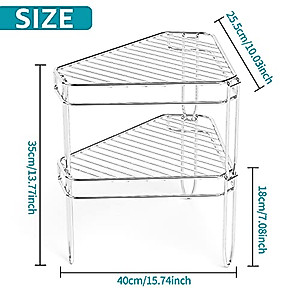 Joy Aid 2-Tier Kitchen Corner Shelf Rack for Dishes, Cookware, Appliance, Tools and More, Organization Shelf for Kitchen, Bathroom, Garage and Tool Shed, 304 Stainless Steel