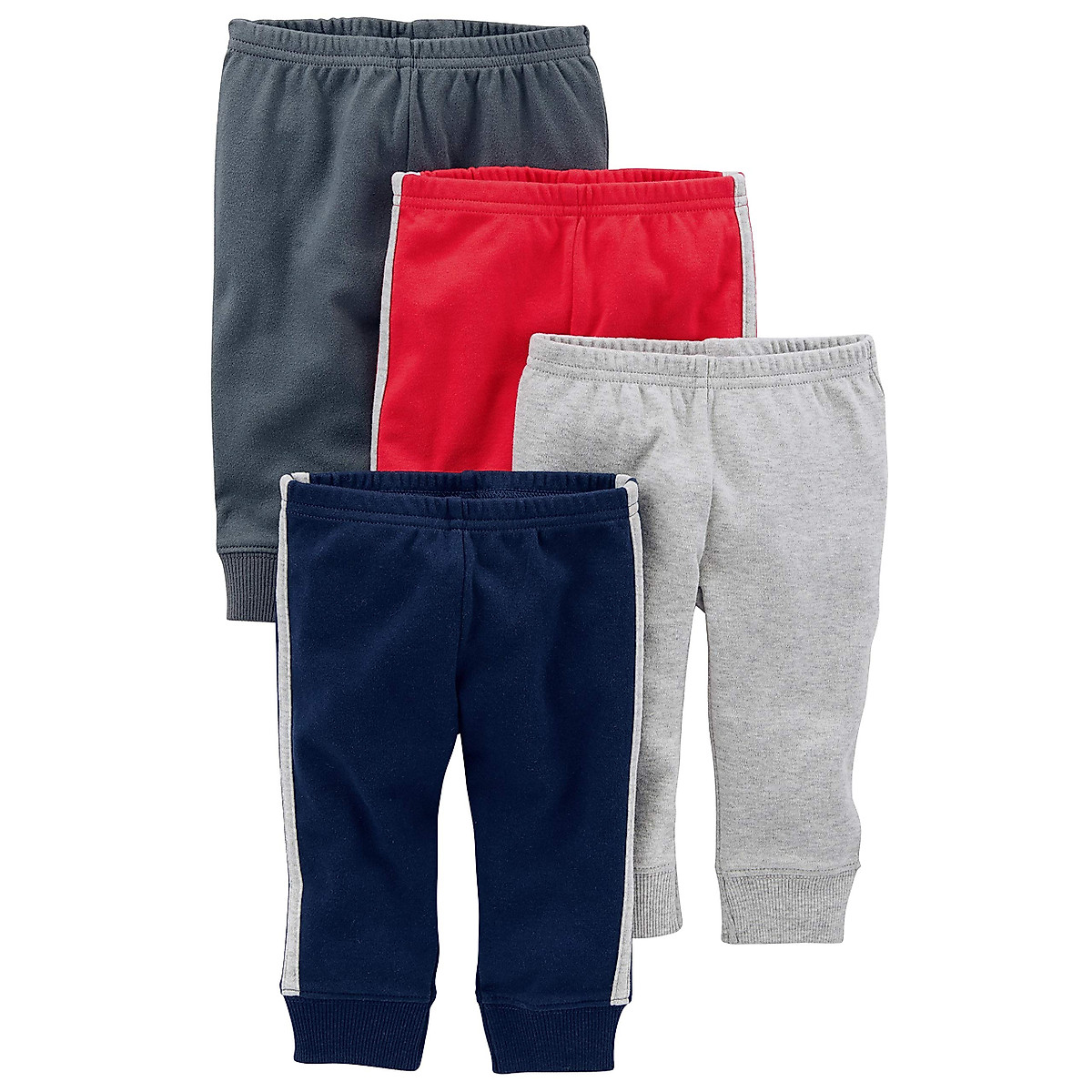 Simple Joys by Carter's Baby 4-Pack Neutral Pant, Dark Blue/Dark Grey/Grey Heather/Red, 24 Months