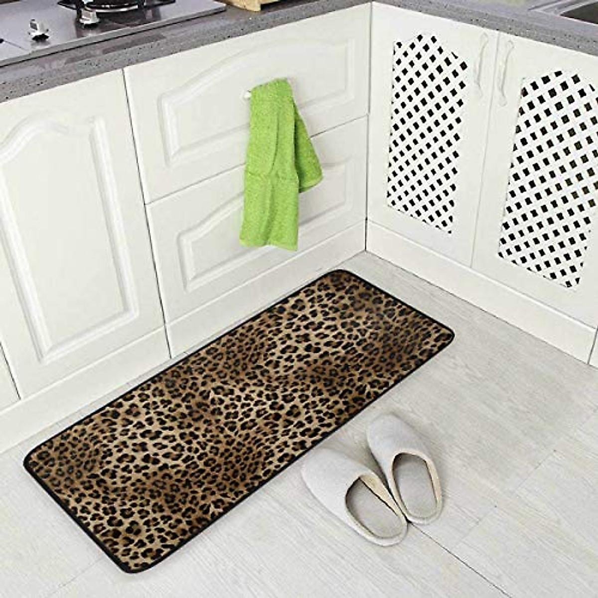 Sexy Leopard Print Kitchen Rug Floor Comfort Mats Bath Rugs Entryway Welcome Non Slip Area Rug for Bedroom Living Room Doormats Home Decor 39" X 20"