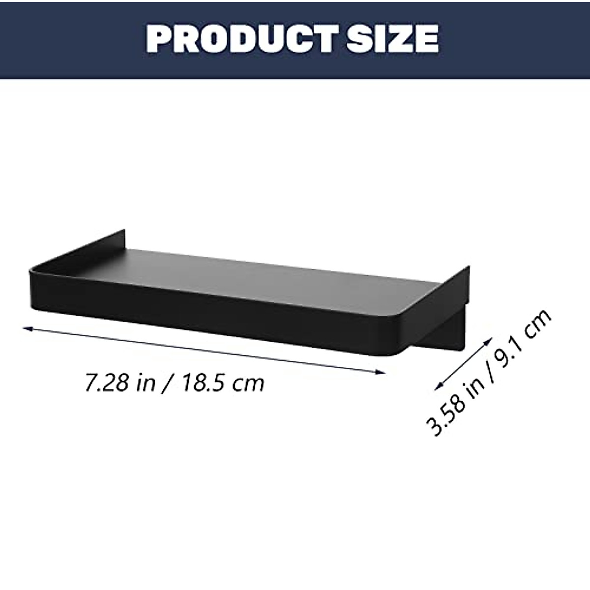 Zerodeko Phone Stand Black Floating Shelves Bathroom Organizer Wall Mounted Bathroom Small Wall Shelves Phone Shelf Makeup Organizer Space Bathroom Shower Shelves Small Shelf