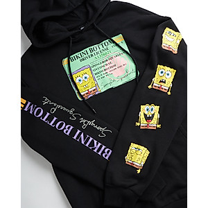 Nickelodeon Men’s SpongeBob and Patrick Fleece Sweatshirt – Men and Women’s Unisex Pullover Hoodie (Size: S-XL), Size Large, Spongebob Black