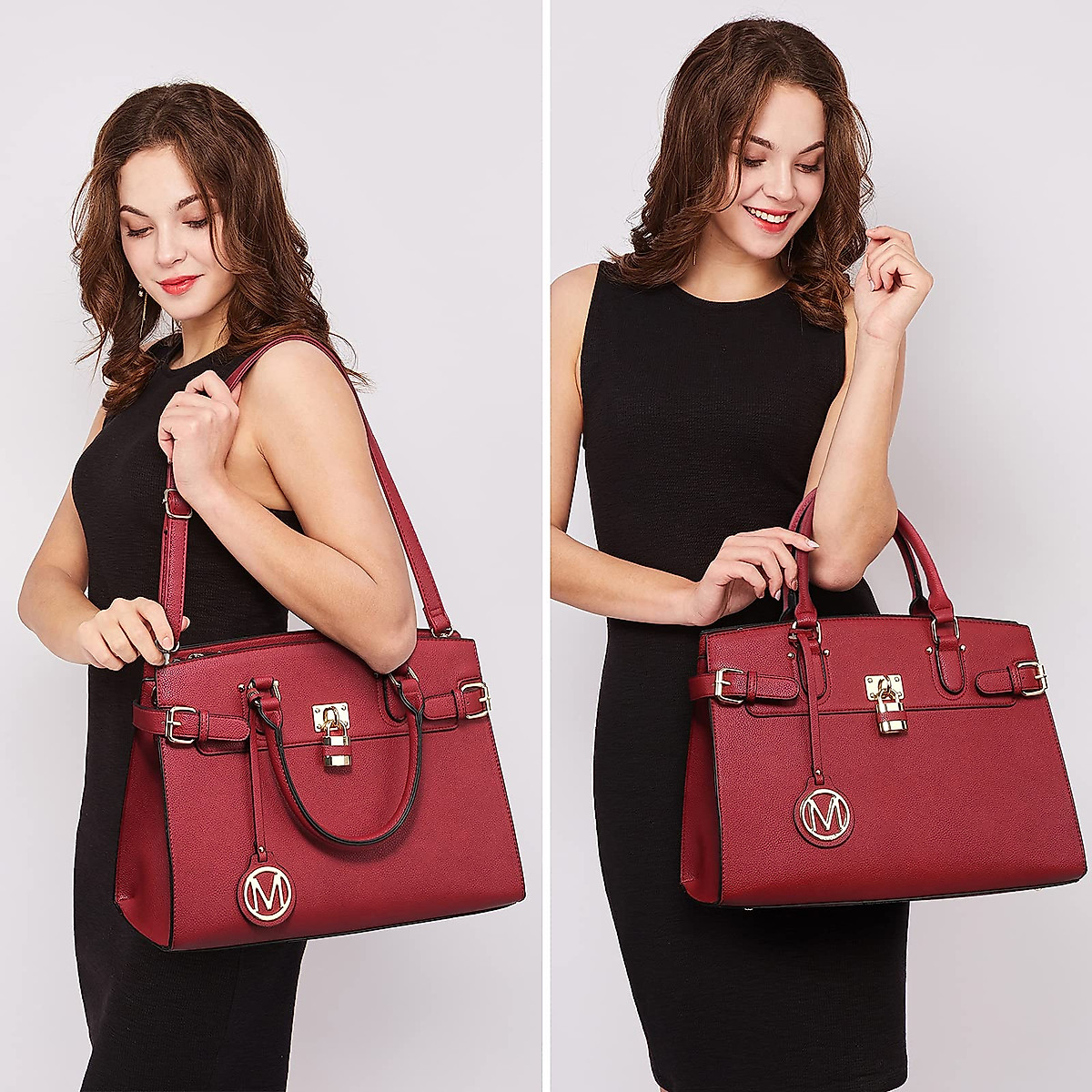 Women Handbags and Purses Fashion Satchel Tote Work Bags Top Handle Shoulder Purses with Matching Wristlet