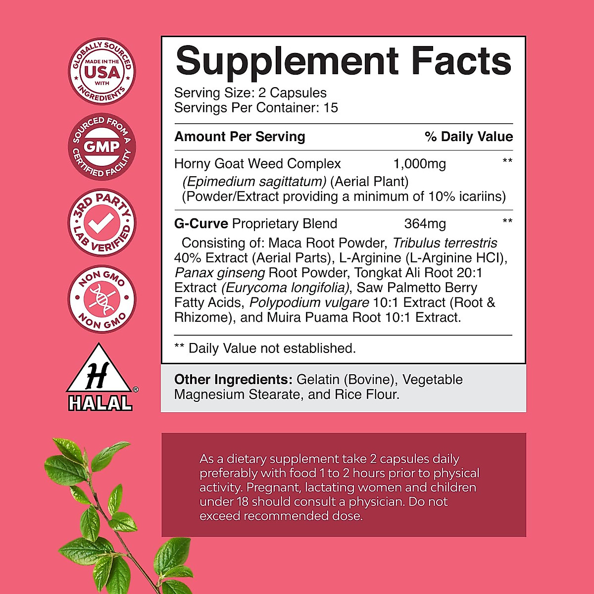 Natures Craft G-Curve Butt and Breast Enhancement Pills - Herbal Enhancer May Support Body Sculpting Curves with Saw Palmetto Extract Horny Goat Weed for Women *Results Vary 60 Count