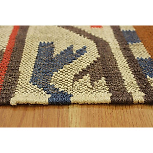RamVicraft 6x9 Kilim Wool Jute Rug, Natural Handmade Area Rug for Bedroom, Living Room, Dining Room, Hallway, Office, Kitchen, Entryway Carpet for Decorative Use (D-1)