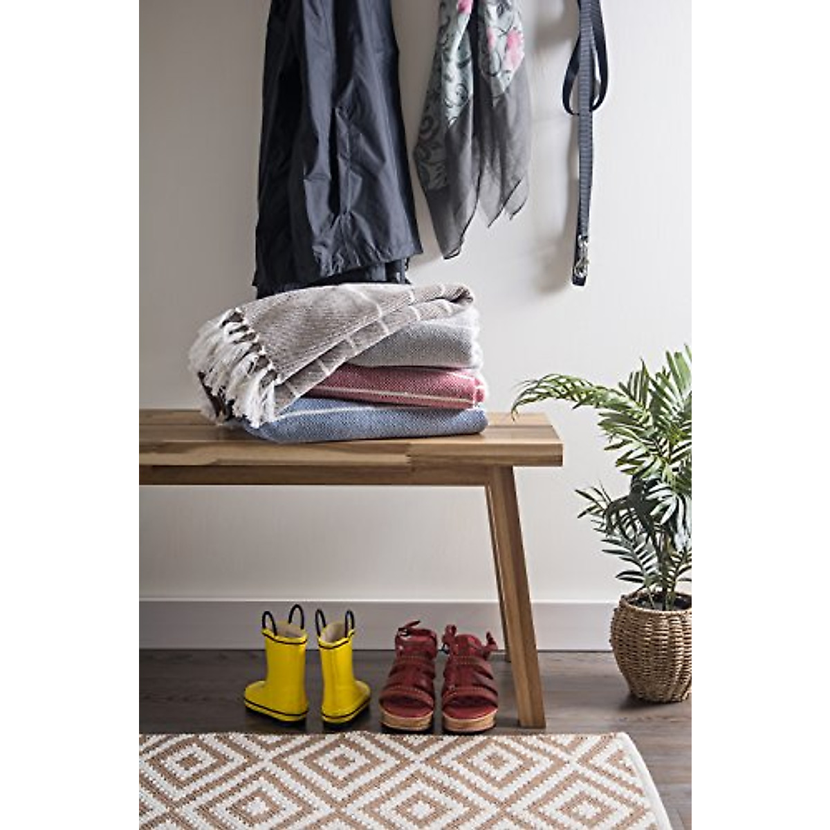 DII Rustic Farmhouse Thin Stripe Woven Throw, 50x60, Gray