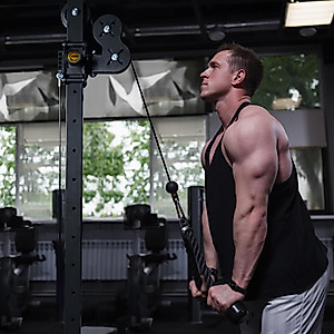 RitFit Multi-Function Power Cage with Adjustable Cable Crossover System,1000LBS Capacity Squat Rack, Full Home Gym Workout with J-Hook, Landmine and Other Attachments (2023 Version PPC03)-Black