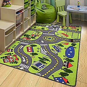 X-Large Kids Carpet Play Mat Rug for Playroom, 48'' x 72'’ City Life with Road Traffic Car Rug Mat, Learning and Educational Play Rugs Great for Kids Bedroom Play Room Boy Room Decor