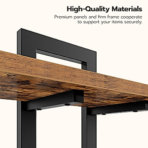 HOOBRO Floating Shelves, 15 Inch Wall Shelf Set of 3, Wall Mounted Storage Shelves 2-Tier, Hanging Bathroom Shelves, for Living Room, Bedroom, Bathroom, Kitchen, Rustic Brown and Black BF32BJP301