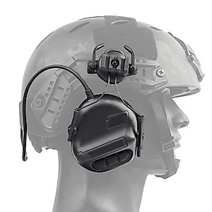DETECH Tactical Helmet Headset Headphone Electronic Shooting Ear Protection Sound Amplification Noise Reduction Ear Muffs Hunting Shooting Ear Defender with Detachable Microphone