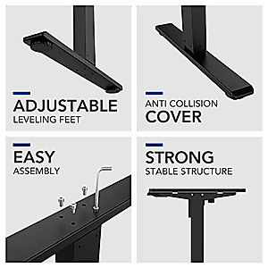 SANODESK Electric Standing Desk 55 x 28 Inches, Height Adjustable Stand Up Desk w/2-Button Controller, Ergonomic Computer Desk for Home Office, Black Frame + White Tabletop