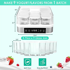 LIFERUN Yogurt Maker Machine, Greek Yogurt Maker with Temperature Control & Time Control, Automatic Digital Yogurt Machine is Easy to Use, Glass Jars are Easy to Clean, Perfect for Home Organic Yogurt