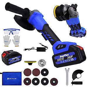 Cordless Angle Grinder, 115mm (4.5 Inch) with 6.0Ah Battery and Charger - 21V Disc Battery Grinder for Cutting, Grinding and Polishing, Brushless Power Tool Set, with Storage Bag