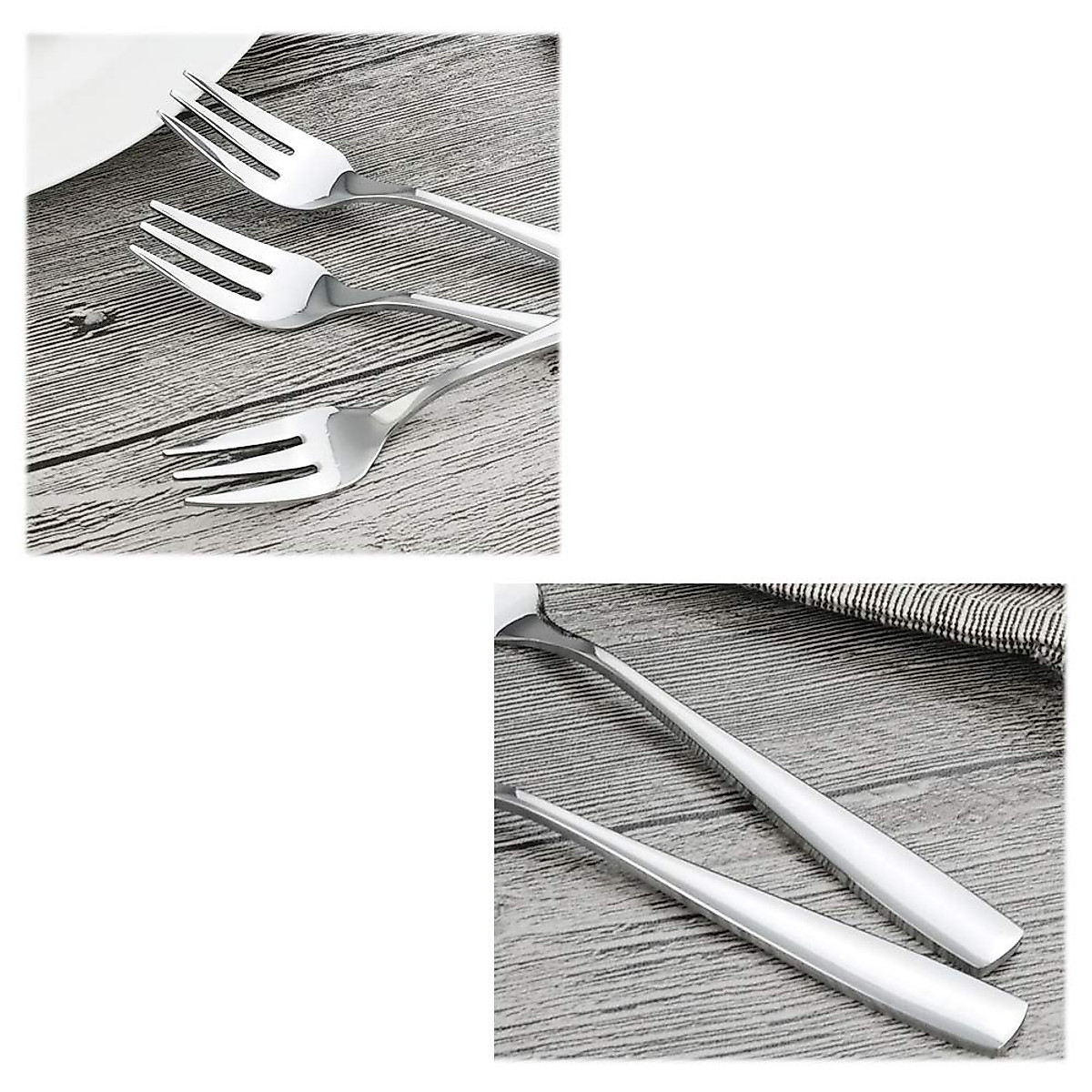 HOMMP 16 Pieces Stainless Steel 3-tine Dessert Fork, Cake Fruit Fork Set