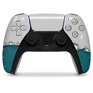 WraptorSkinz Skin Wrap compatible with Sony PS5 DualSense Controller Ripped Colors Gray Seafoam Green (CONTROLLER NOT INCLUDED)