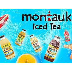 Montauk Beverageworks Premium All-Natural Iced Tea, 16 Fl Oz Glass Bottles (Green Tea with Honey, Pack of 12)