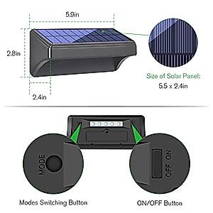 Bridika Solar Fence Lights, Fence Lights Fence Solar Lights Outdoor Waterproof Warm White & Color Glow LED Solar Lights for Backyard, Patio, Deck Railing, Stair Handrail and Wall (8 Packs, Plus Size)