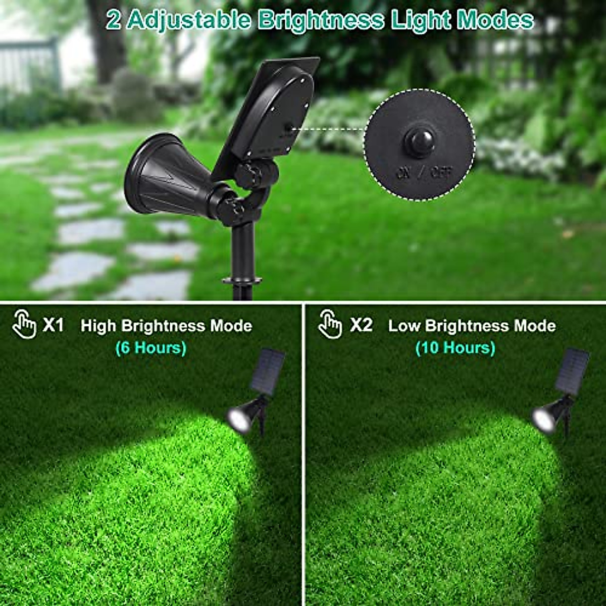 CREPOW Solar Spot Lights Outdoor, 7 LED Solar Power Landscape Spotlights Solar Garden Lights Adjustable Auto ON/Off IP65 Waterproof Wall Lights for Patio Walkway Pathway Yard Pool, Cold White - 4 Pack