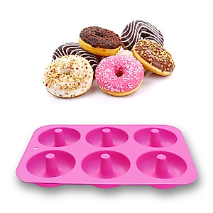 homEdge Silicone Donut Molds, 2-Pack of Non-Stick Food Grade Silicone Pans for Doughnut Baking – Green and Pink