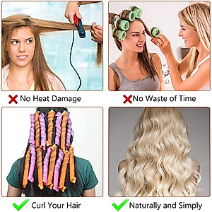 20Pcs Hair Curlers for Long Hair, Magic Spiral No Heat/Heatless Hair Curler Styling Kit with Hooks (55cm/22inch)