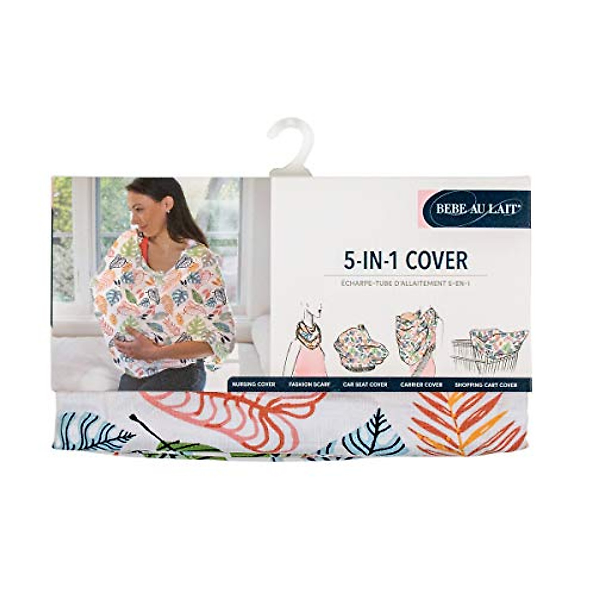 Bebe au Lait 5-in-1 Multi-Use Cover: Nursing Covers for Breastfeeding, Infinity Scarf, Nursing Shawl, Car Seat Cover, Shopping Cart Cover, Carrier Cover, Privacy Nursing Cover - Tropicana