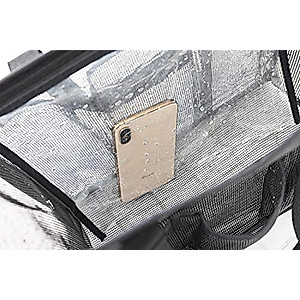 ALYER Big Mesh Shower Bag Tote,Portable Dry Wet Separation Bath Organizer with a Clear Zippered PVC Pocket (Black)