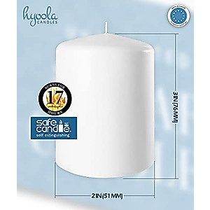HYOOLA White Pillar Candles 2x3 Inch - 24 Pack Unscented Bulk Pillar Candles - European Made