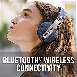 House of Marley Rise: Over-Ear Headphones with Microphone, Wireless Bluetooth Connectivity, and 12 Hours of Playtime (Denim)