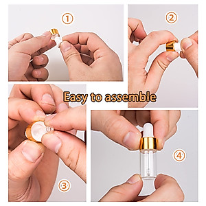 Easeen 50 Pcs Sample Dropper Bottles, 3ml Clear Mini Dropper Bottles with 2 Pcs Plastic Droppers for Traveling Essential Oils DIY Cosmetic Liquid Sample Perfume