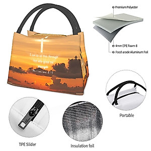 MANQINF Jesus Lunch Bag Bible Verse Lunch Box Large Capacity Cross Insulated Lunch Box Tote Reusable Lunch Box