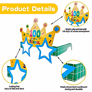 RFM4S 100th Day of School Glasses 36 PCS 100 Days of School Paper Glasses for Kids Colorful 100 Days of School Decorations Photo Booth Props 100 Days of School Celebration Party Favors