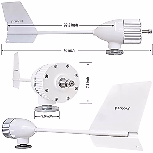 PIKASOLA 1000W 24V Permanent Magnet Wind Turbine Generator 3 Blades Economy Homes Windmill for Wind Solar Hybrid System 2.5m/s Start Wind Speed with Controller for Wind Solar System (24V)