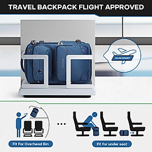 Maelstrom Travel Backpack for Men Women, 35L Carry-on Backpack for Traveling on Airplane,with Fashion Belt Bag,Waterproof Casual Daypack fit 17”Laptop-Navy Blue, Large