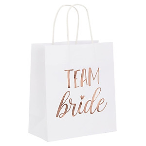Juvale 20 Pack Bride and Groom Gift Bags with Tissue Paper for Wedding, Groomsmen, Bridesmaid, Reads Team Bride and Team Groom (8 x 4 x 9 In)