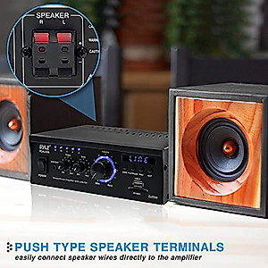 Pyle Home Home Audio Power Amplifier System - 2x75W Dual Channel Theater Power Stereo Receiver Box, Surround Sound w/ USB, RCA, AUX, LED, Remote, 12V Adapter - For Speaker, iPhone - Pyle PCAU35A