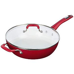 Bialetti Aeternum Ceramic Nonstick Cookware Set, 10 Piece Cookware Set, Red/White