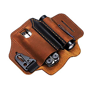 EASYANT Leather Belt Organizer for Men, Leatherman Sheath with Pen Holder, Key Fob, Flashlight Sheath, EDC Multitool Sheath for Belt