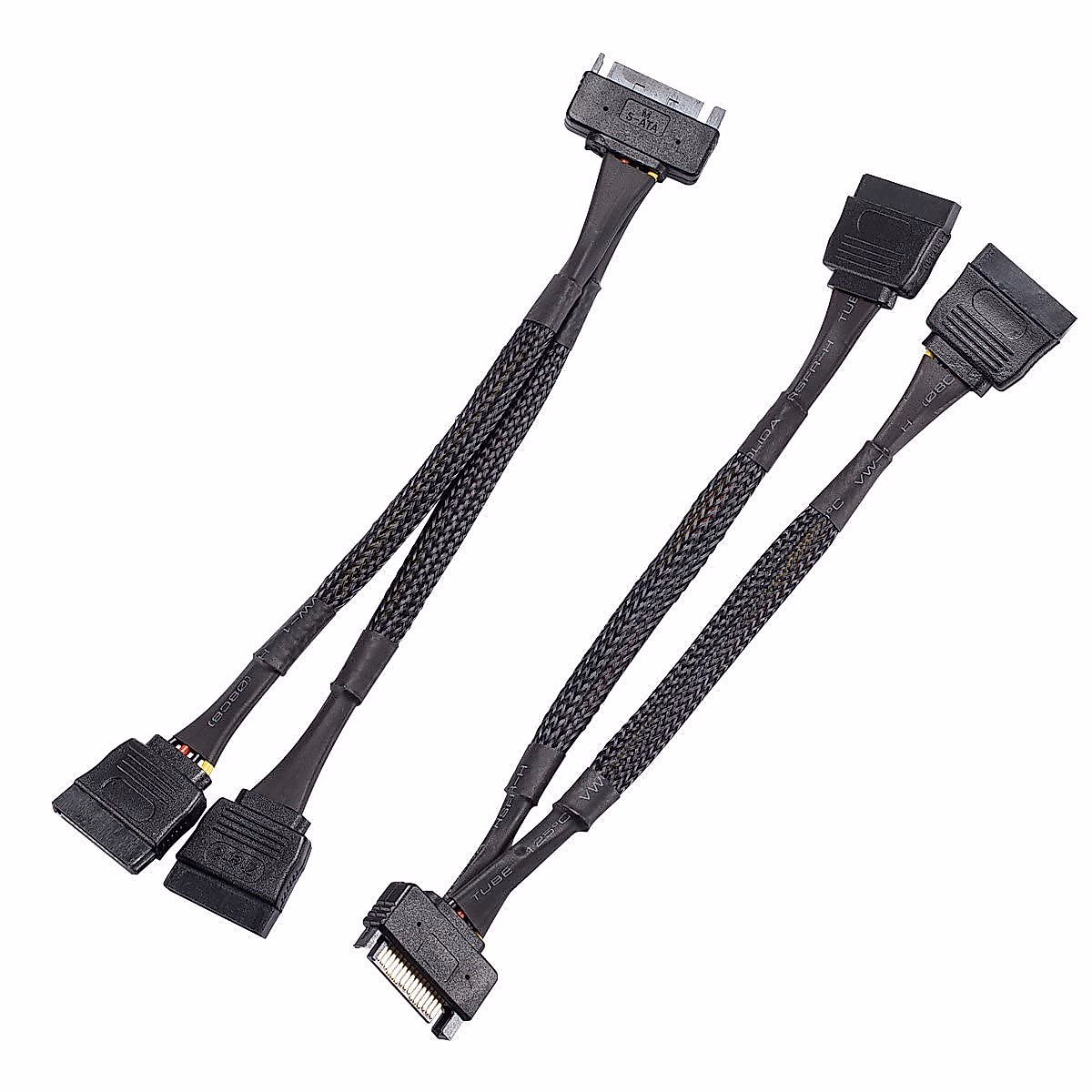 Zheino SATA Power Splitter Cable (2 Pack) SSD Power Cable HDD Power Cable Hard Drive Power Cable 6-Inch/15cm SATA 15 Pin Male to 2xSATA 15 Pin Female Power Y-Splitter Extension Cable