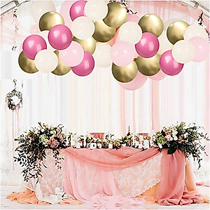 Pink Gold White Latex Balloons, 60Pcs Pink and Gold Confetti Party Balloons For Birthday Engagement Wedding Anniversary Party Decorations