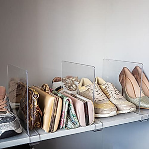 7 Pcs Clear Shelf Dividers, Acrylic Shelf Dividers for Closet Organization, Multi-Functional Closet Shelf Dividers for Wood Shelves, Rounded Corners Closet Shelf Organizer for Clothes, Shoes & Purses